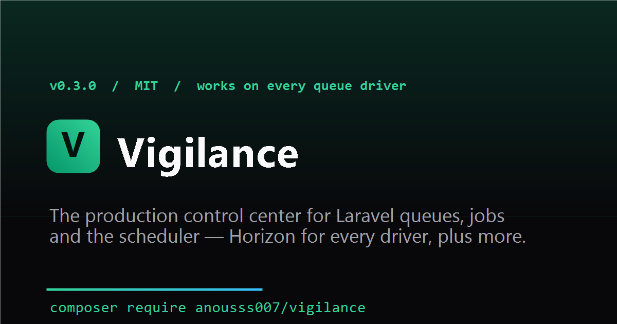 Vigilance — a production control center for Laravel queues, jobs & the ...